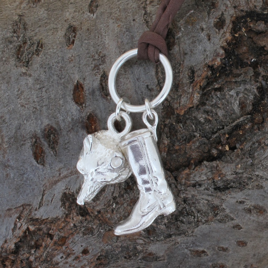 Boot & Fox Head Silk Necklace - Five For Silver